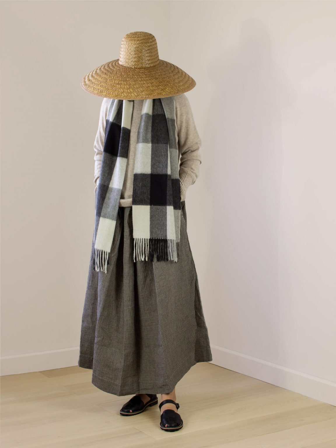 Tartan Plaid Cashmere Scarf Navy • Oats & Rice